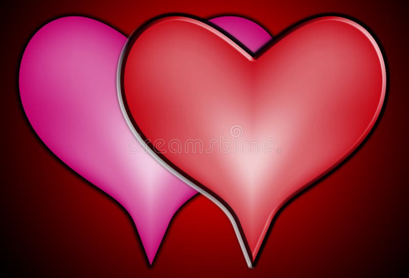 Two Love Hearts Together stock illustration. Illustration of passion ...