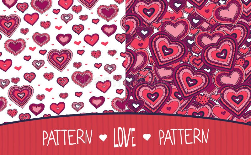 Two Love Patterns White and Red Stock Vector - Illustration of love ...