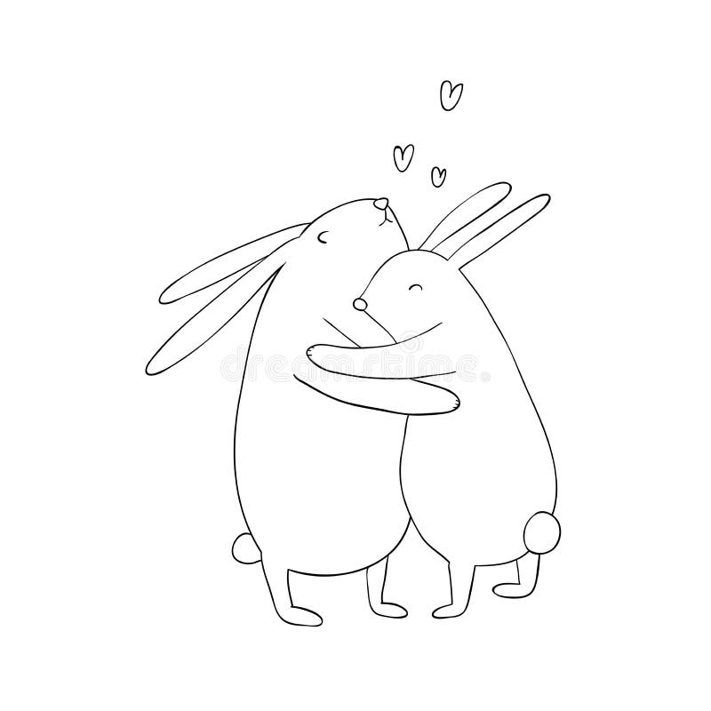 Two Lovely Cartoon Rabbits. Happy Animals. Objects on White Background ...