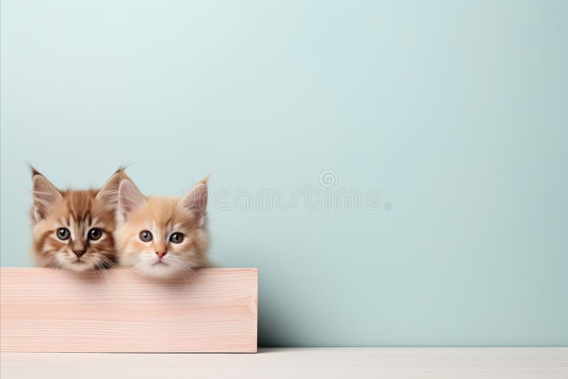 Two Lovely Cats Sitting and Looking at the Camera with Empty Space for ...