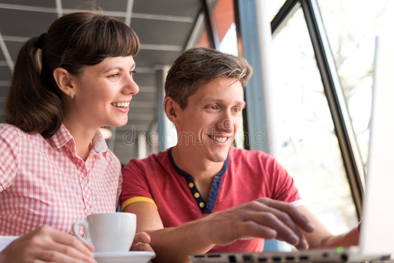 Two Lovers Chatting and Having Fun in the Cafe Stock Image - Image of ...