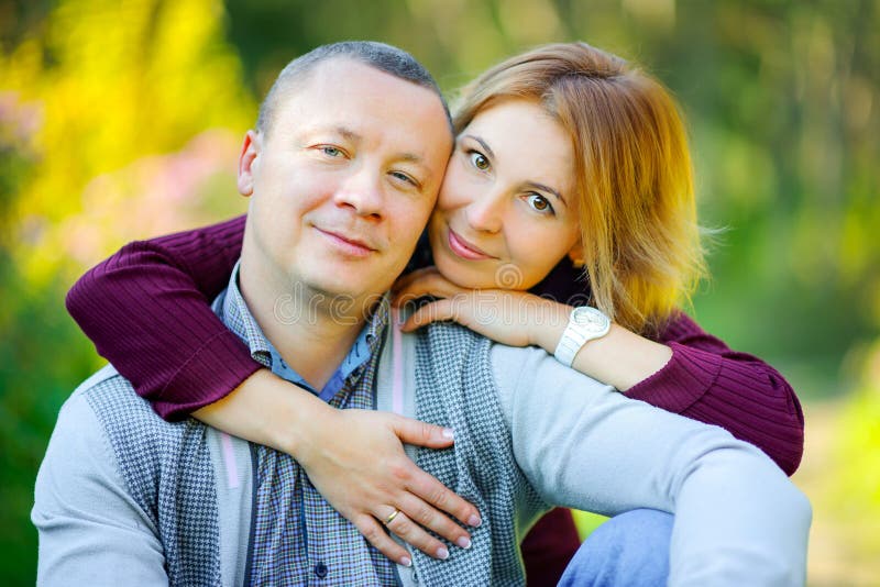 Two Lovers in the Evening Park Hug Stock Image - Image of lifestyle ...