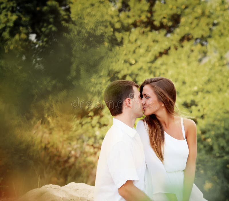 Two lovers in forest stock photo. Image of adult, happy - 26957812