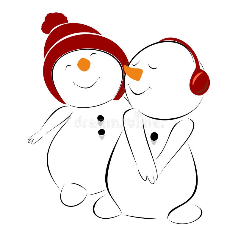 Two lovers snowman stock illustration. Illustration of snow - 62398504