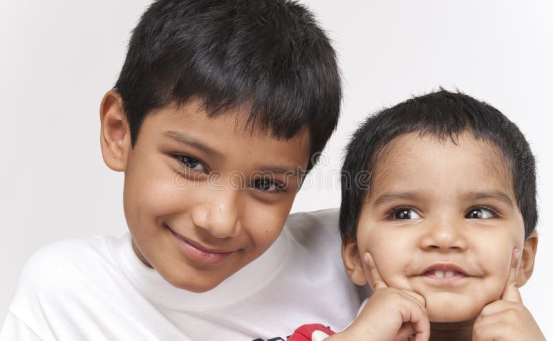 Two Loving Brothers in Indoors Stock Image - Image of cheerful ...