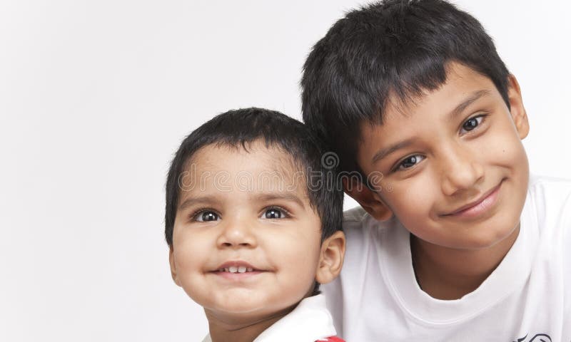 Two Loving Brothers in Indoors Stock Photo - Image of cheerful, child ...
