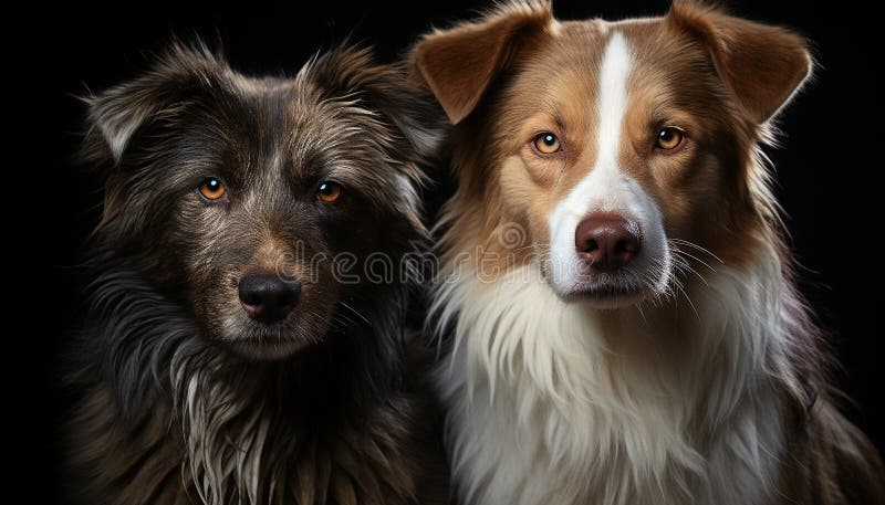 Two Loyal Pets Sitting Side by Side, Looking at Camera Generated by AI ...