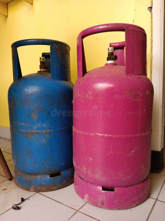 Two LPG Cylinders of Different Colors but the Same in Content Capacity ...