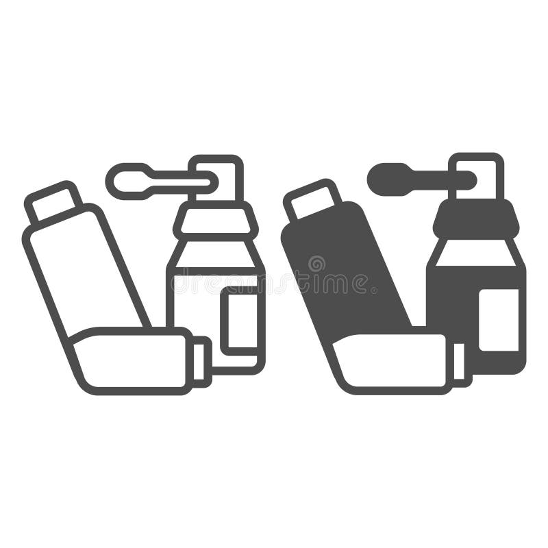 Two Lung Inhalers Line and Solid Icon, Pharmacy Concept. Vector ...