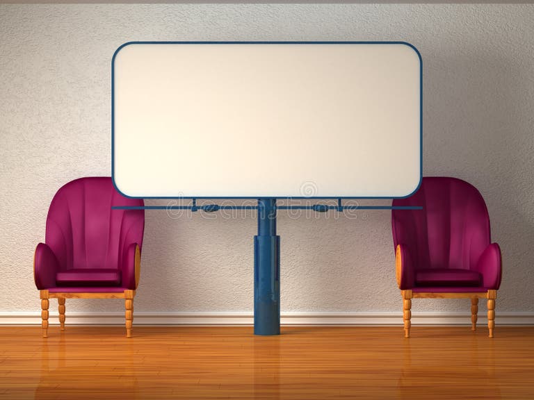 Two Luxurious Chairs with Billboard Stock Illustration - Illustration ...