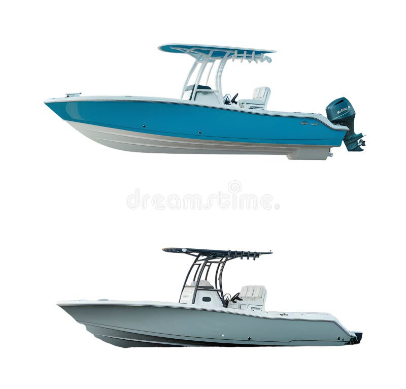 Two Luxury Center Console Boats Side Profile View Stock Vector ...