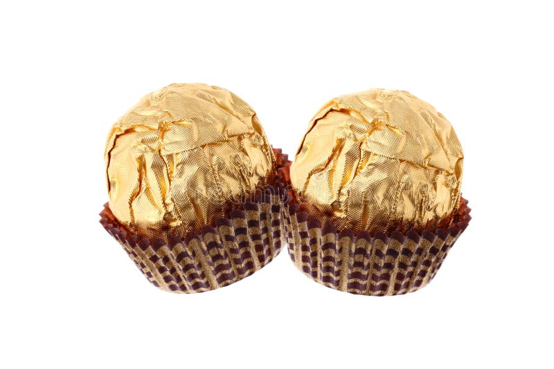 Two Luxury Golden Sweets Isolated on White Stock Image - Image of ...