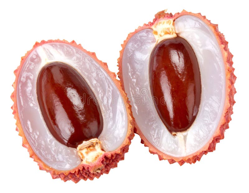 Fresh Lychee Fruit Cut Half Showing Seed Transparent Background Stock ...