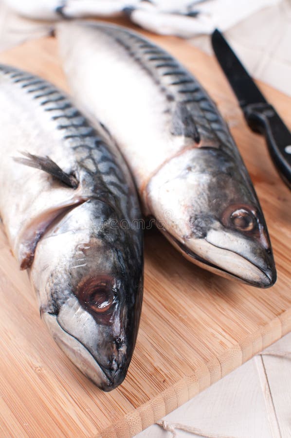 Two Mackerel Raw Fish Heads Closeup Stock Photo - Image of healthy ...