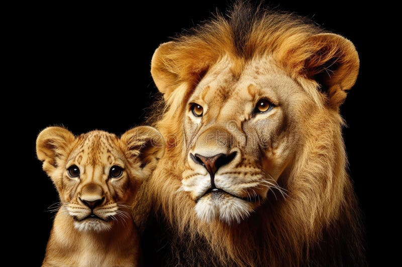 Two Majestic Lions Standing Side by Side Stock Photo - Image of ...