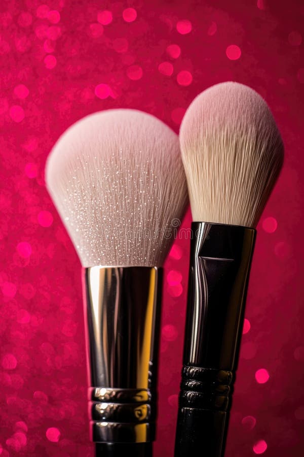 Two Makeup Brushes Side by Side on a Surface Stock Photo - Image of ...