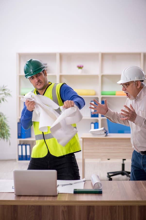 Two Male Architects Working on the Project Stock Image - Image of ...