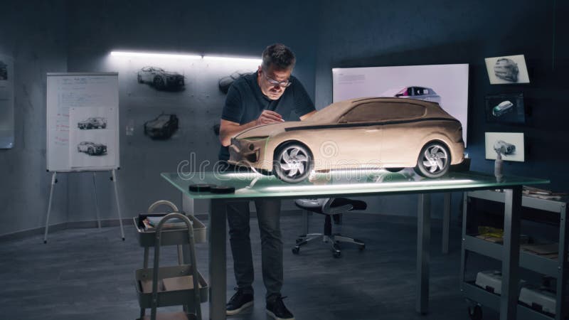Designers Creating Plasticine Clay Car Model Stock Footage - Video of ...