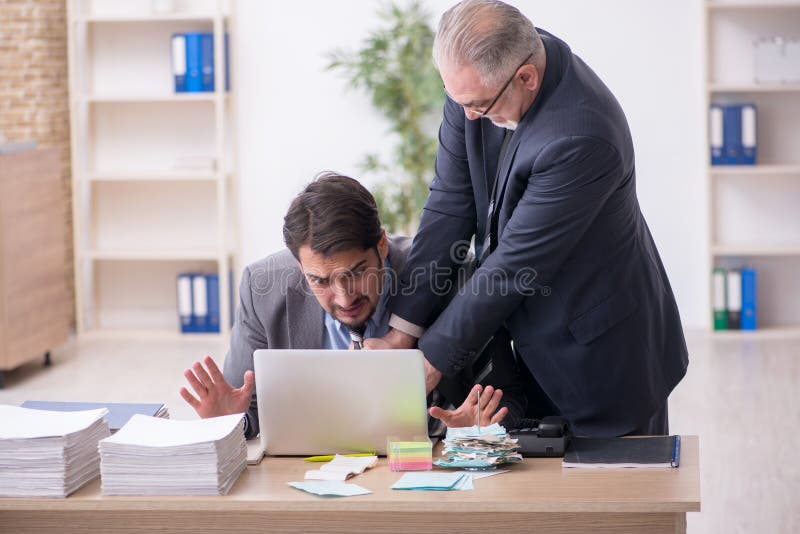 Two Male Employees in Bullying Concept Stock Image - Image of error ...
