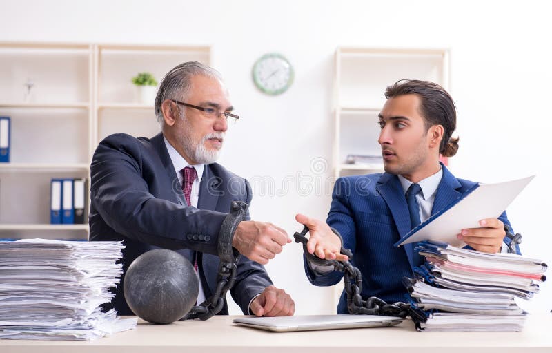 Two Male Employees Unhappy with Excessive Work Stock Image - Image of ...
