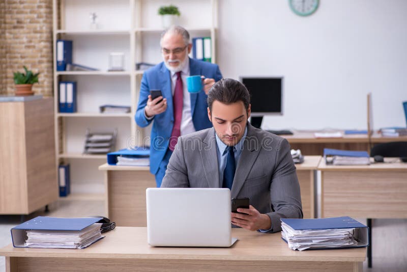 Two Male Employees Working in the Office Stock Photo - Image of manager ...