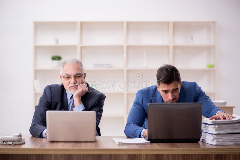 Two Male Employees Working in the Office Stock Image - Image of ...