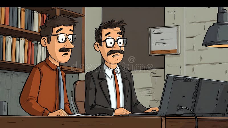 Two Male Figures in a Study Setting, Expressing Concern Stock ...