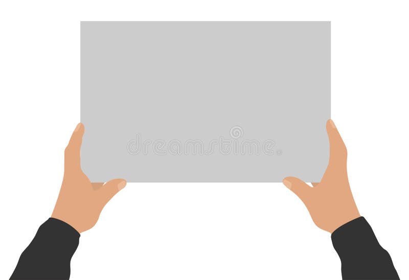 Two Male Hands Holding Empty Banner, Copy Space for Text. Vector ...