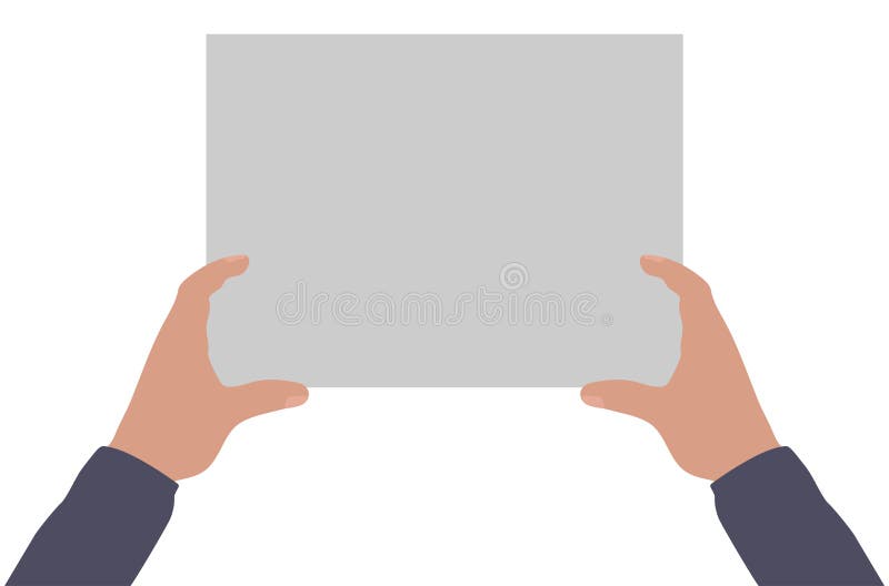 Two Male Hands Holding Empty Banner, Copy Space for Text. Vector ...