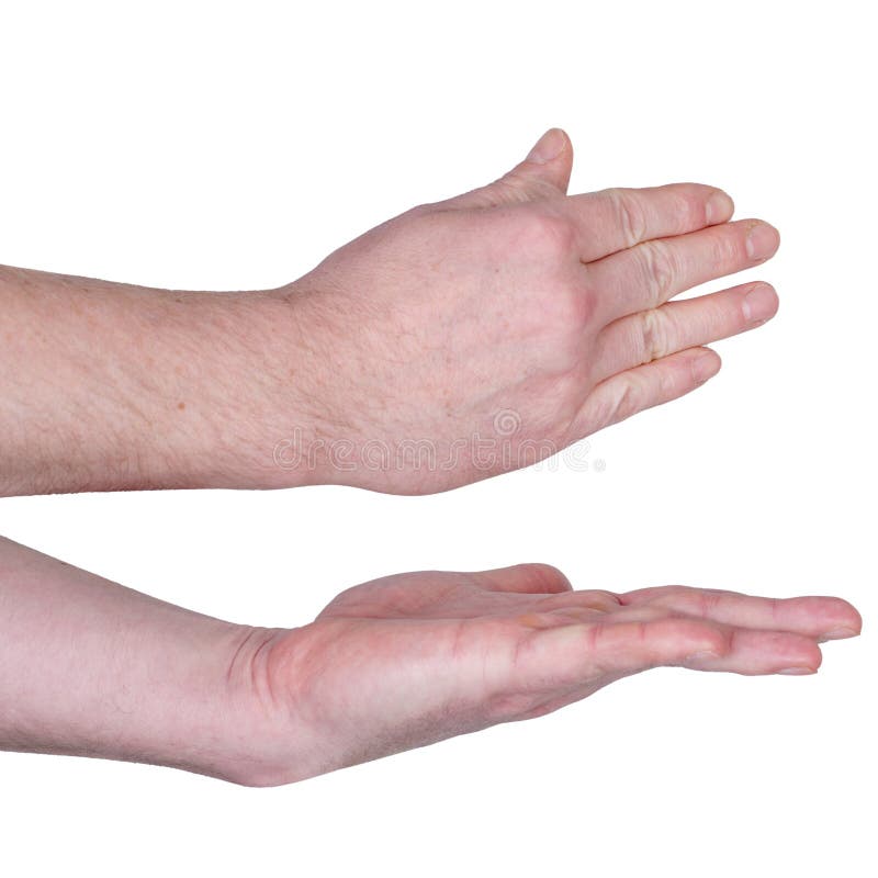 Two Male Hands in Horizontal Clapping Gesture Isolated on White ...