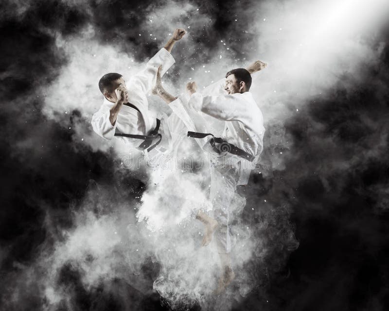 Two male karate fighting stock image. Image of martial - 139836047