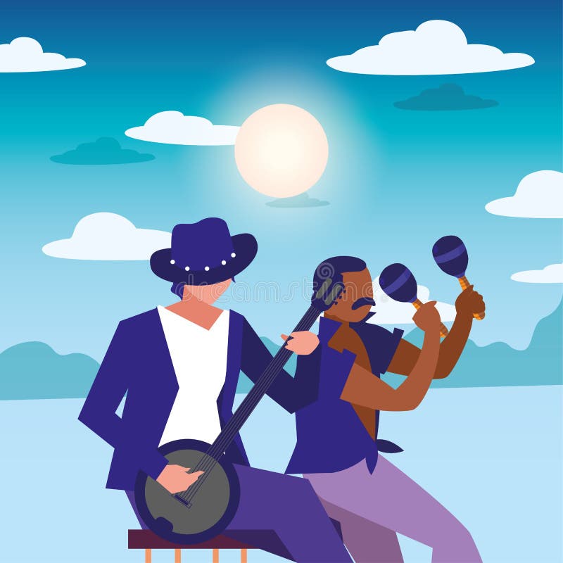 Musicians Playing Instruments Sun Stock Illustrations – 5 Musicians ...