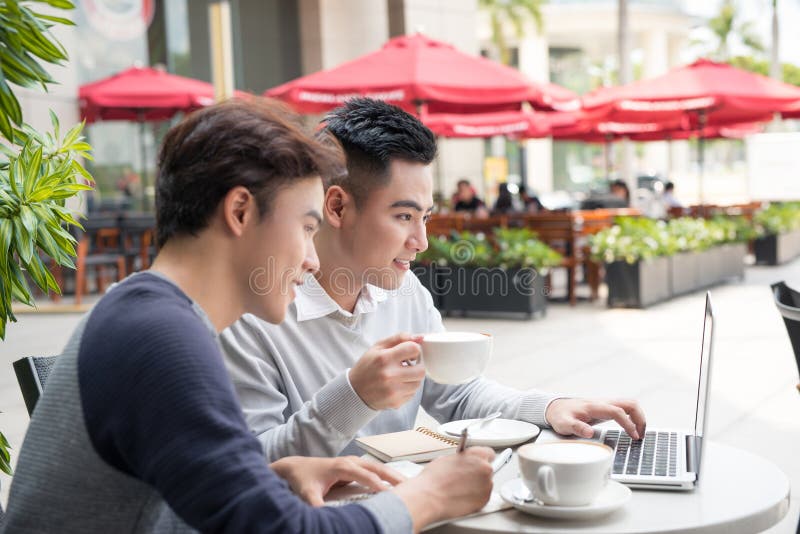 Two Male Student Learning or Entrepreneur Working Together. Stock Image ...