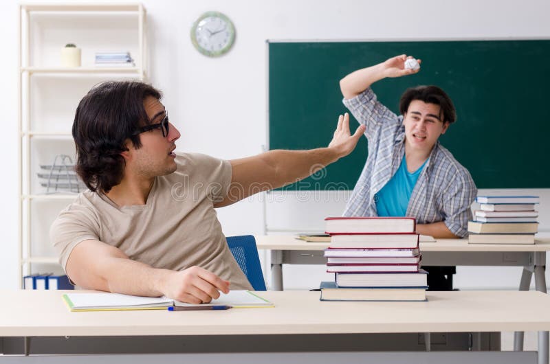 Two Male Students in the Classroom Stock Image - Image of learn, class ...