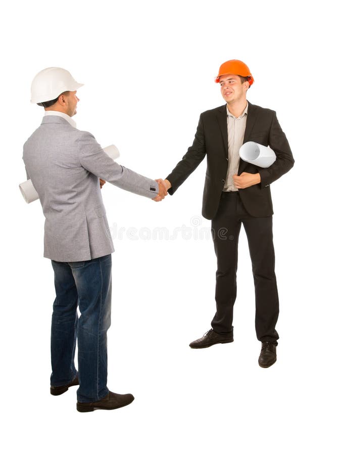 Two Male Young Engineers Shaking Hands Stock Image - Image of ...