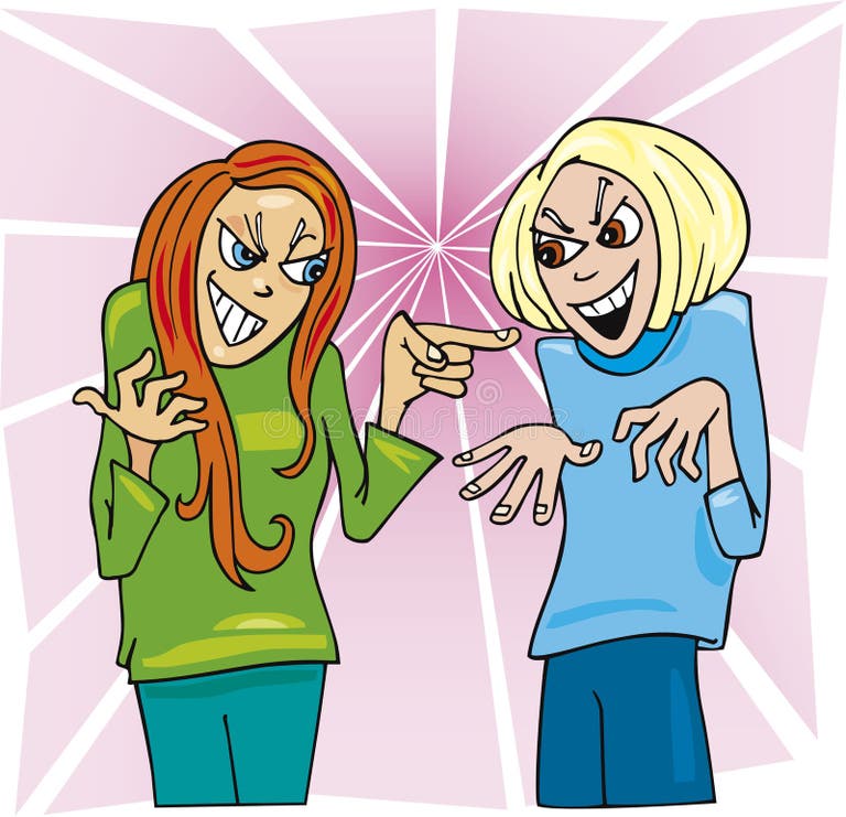 Two malicious girls stock vector. Illustration of drawing - 7612352