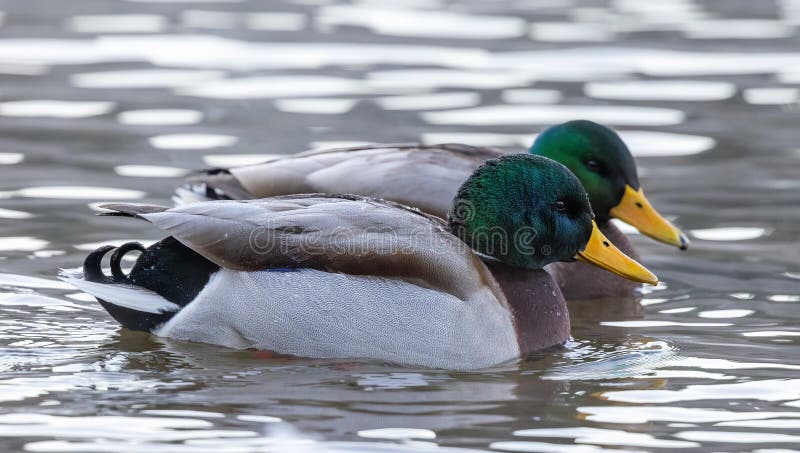 Two Mallard ducks stock image. Image of drop, feathered - 263177721