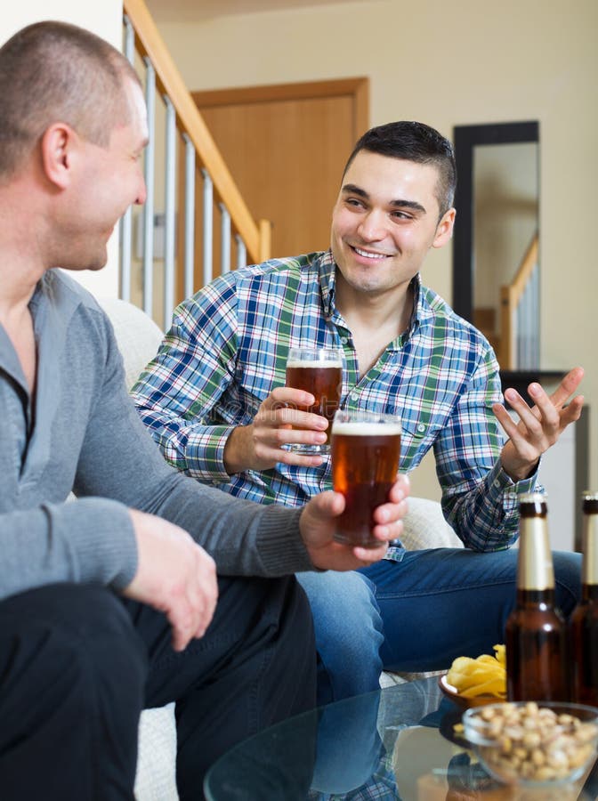 Two Man with Beer Sit and Talk Stock Photo - Image of russian, people ...