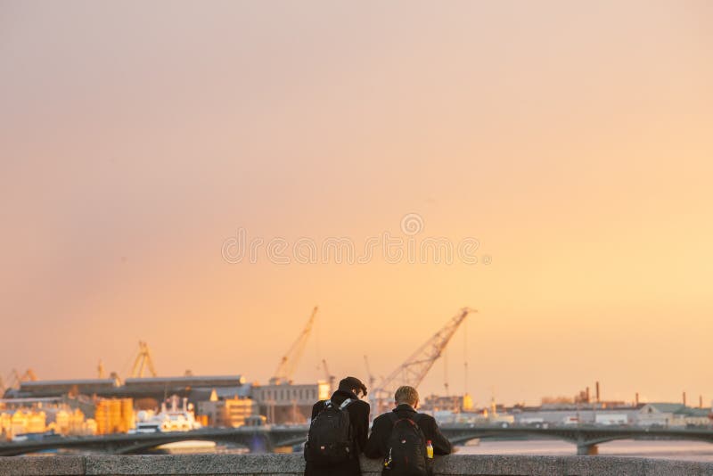 Two Man in Black, Standing on a Bridge Editorial Stock Image - Image of ...