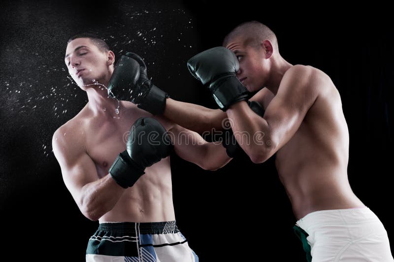 Two Men Exercising Thai Boxing Silhouette Stock Photo - Image of thai ...