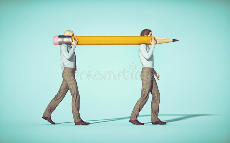 Two man carry a pencil stock illustration. Illustration of leadership ...