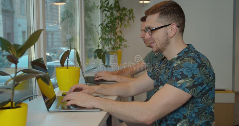 Man Coding Html And Programming On Screen Monitors Development Web Developer Stock Image