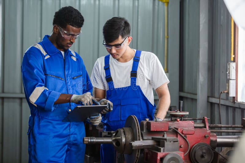 Engineering Worker Man African American Wearing Uniform Safety Working ...