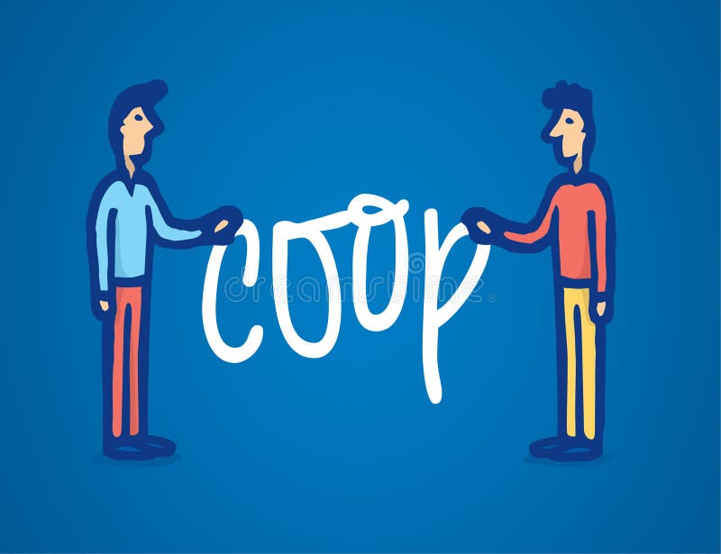 Two man holding coop word stock vector. Illustration of handwritten ...