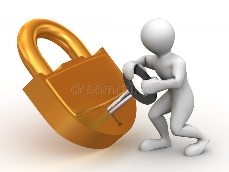 Two man with lock stock illustration. Illustration of protection - 7624586