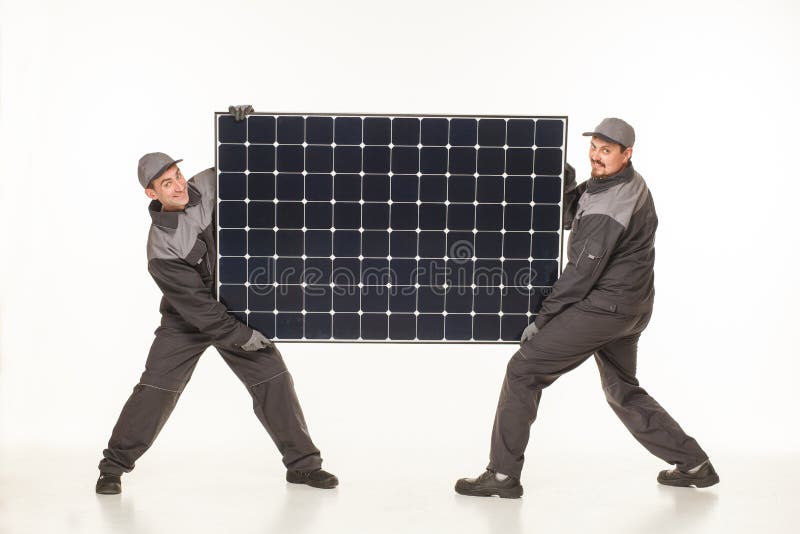 Man Installing Solar Panels Stock Photo - Image of belt, house: 69927512