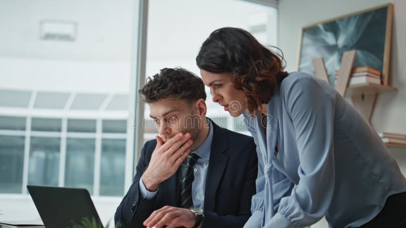 Two Managers Collaborating Project Strategy at Office Closeup. Team ...