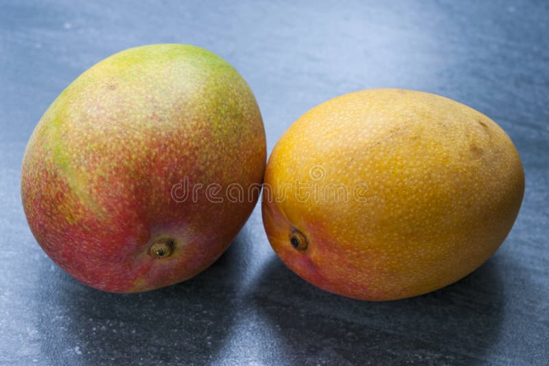 Two mangos stock image. Image of orange, blue, uncut - 55583667