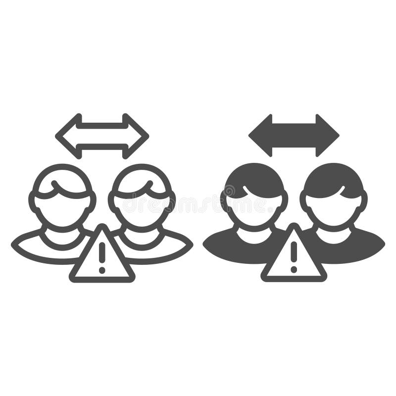 Two Mans Distance Line and Solid Icon, Social Distancing Concept ...