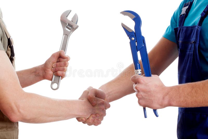 Two Manual Workers Shaking Their Hands Stock Image - Image of machine ...